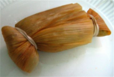 Green Tamalito with Smoked Haddock in Banana Leaf